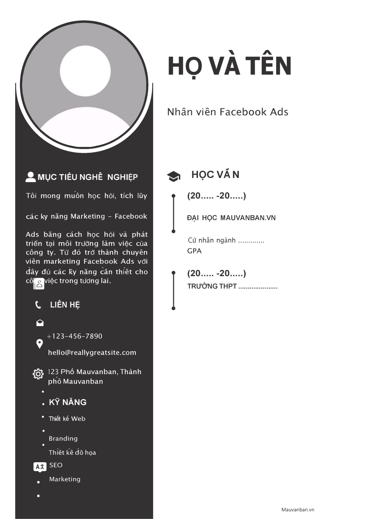 Cv facebook ads - CV Xin việc - Mẫu Văn Bản