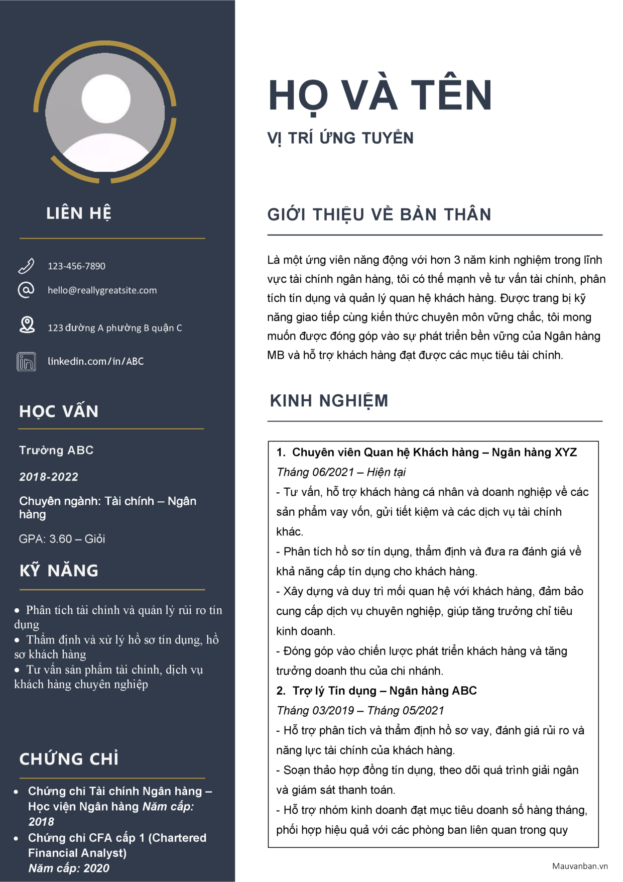 Cv MB Bank - CV Xin việc - Mẫu Văn Bản