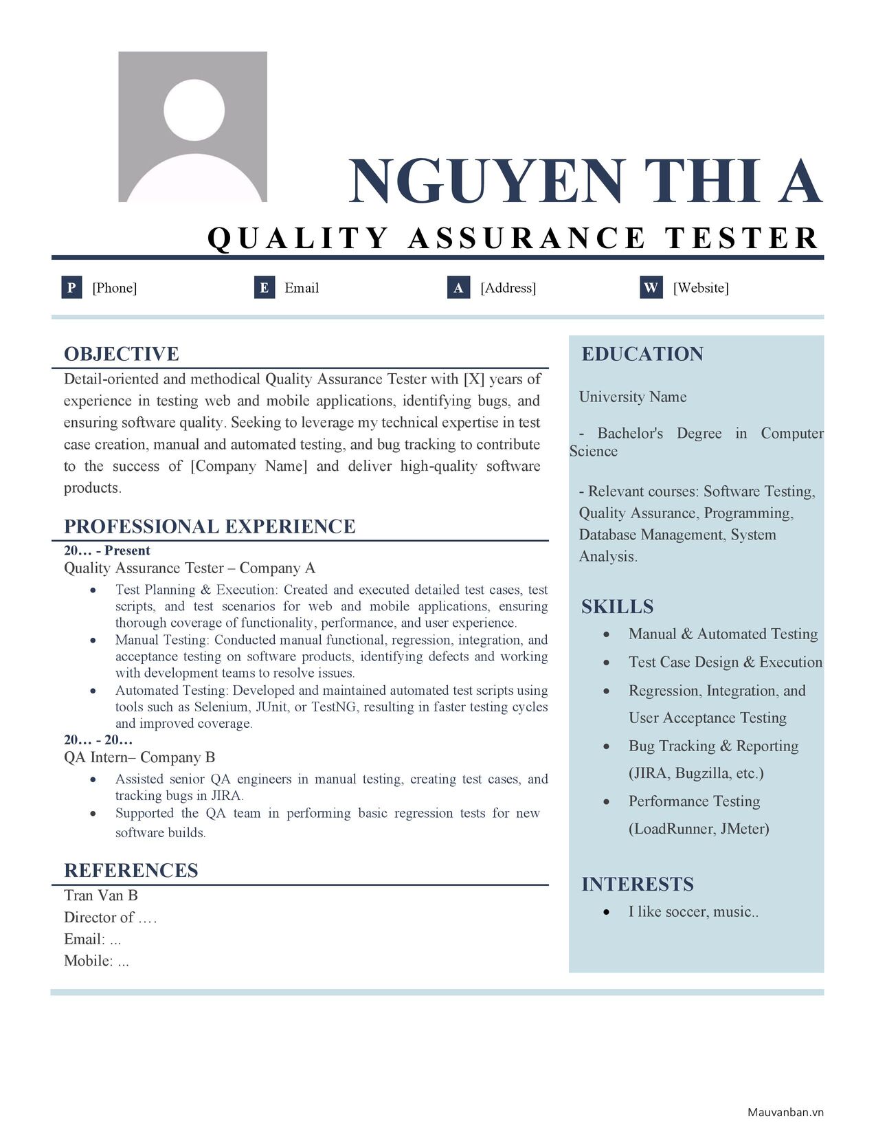 Cv QA tester - CV Xin việc - Mẫu Văn Bản